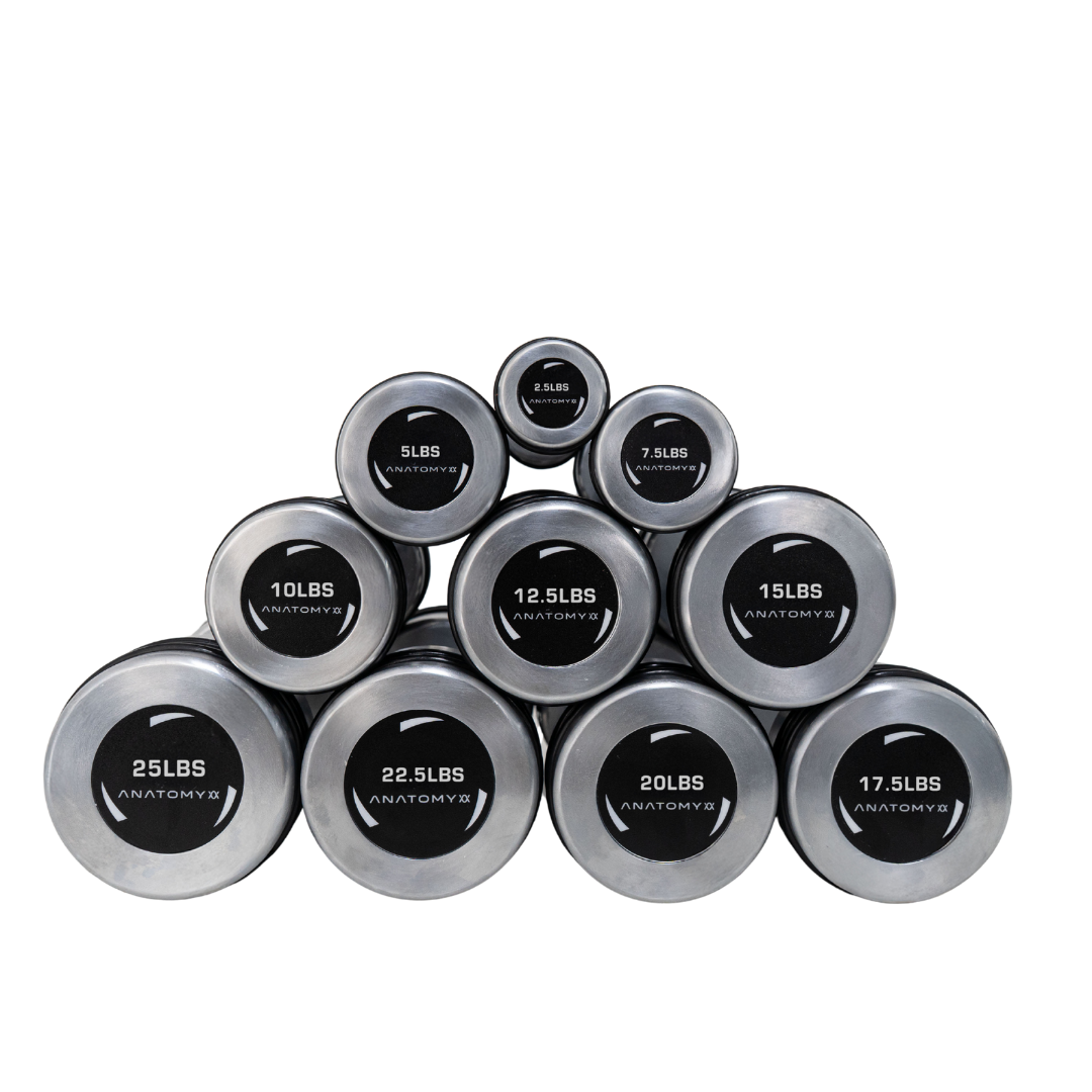 Chrome Round Dumbbell 2lb - 25lb Set – Anatomy Fitness Co